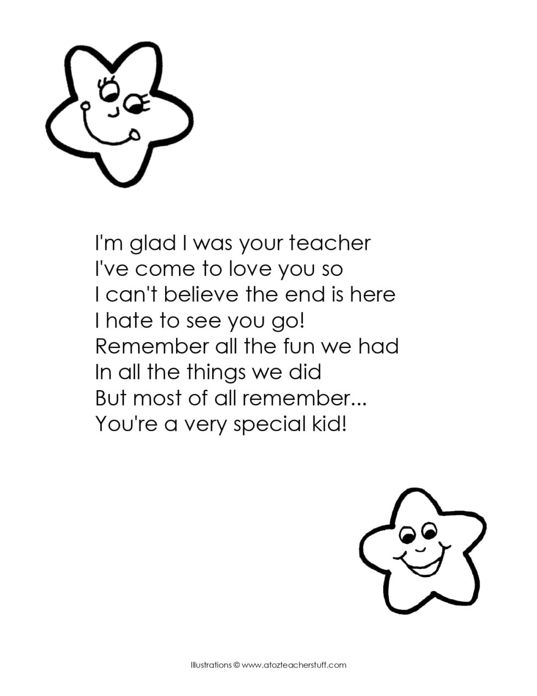 End of the Year Poem for Students - A to Z Teacher Stuff