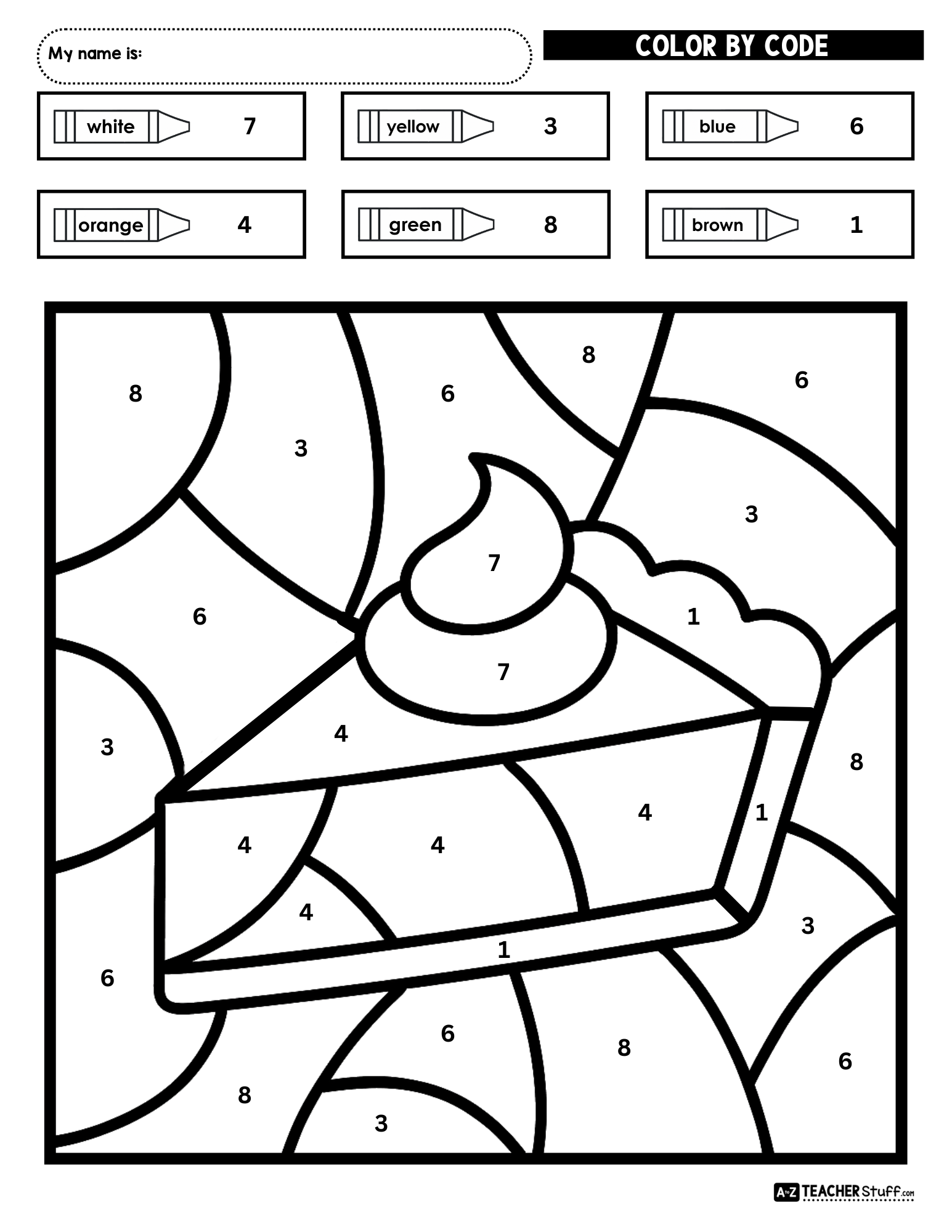 Free Thanksgiving Pie Color by Number Printable Worksheet for Kids - A ...