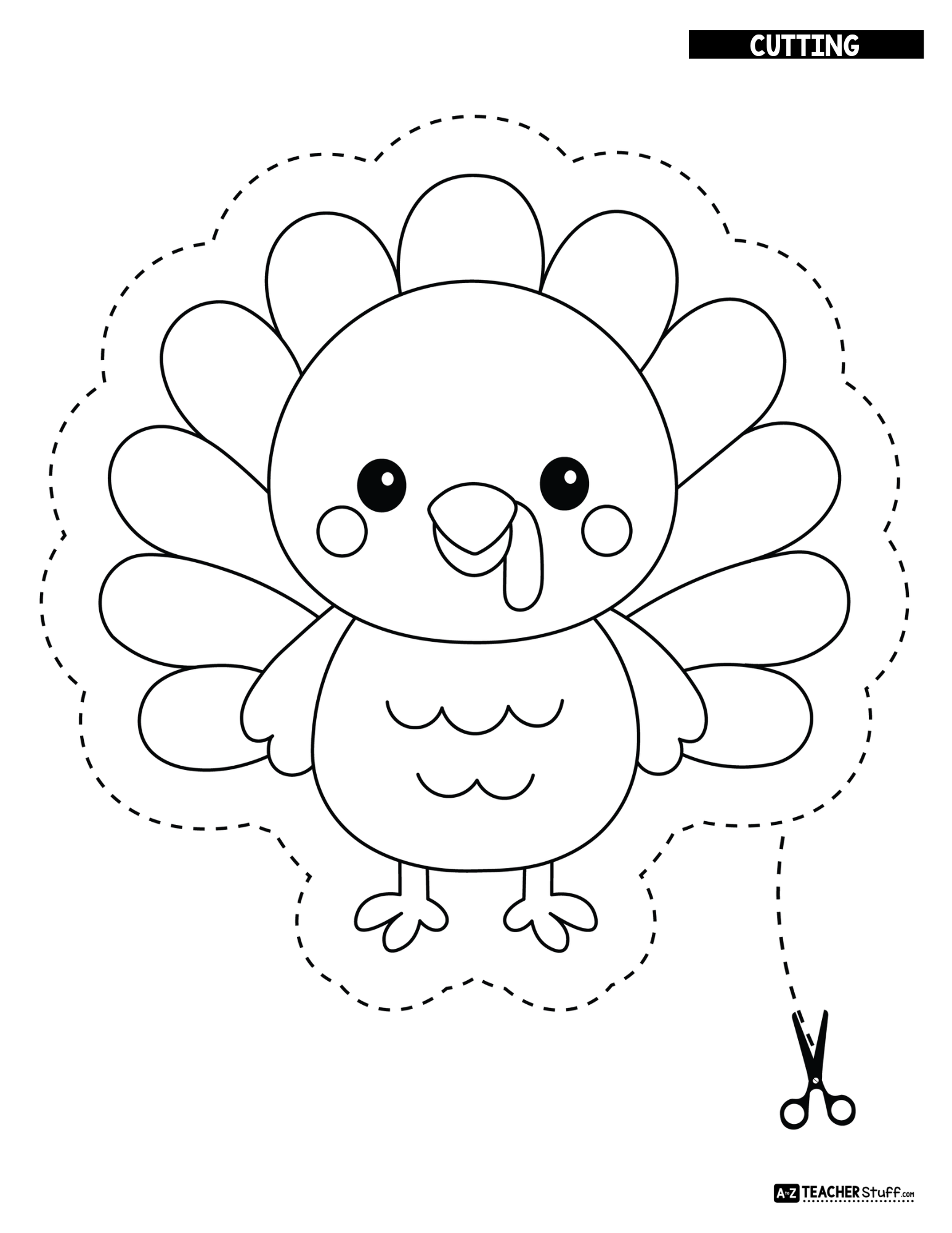 Free Turkey Cutting Practice Printable Worksheet for Kids - A to Z ...