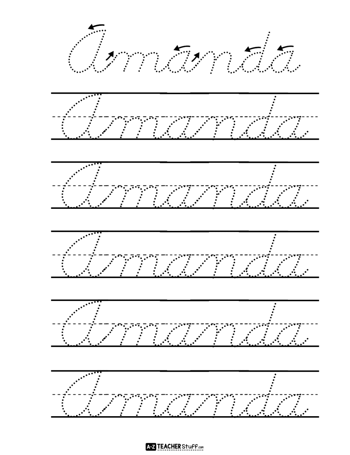 Cursive Handwriting Tracing Sheet Maker - A to Z Teacher Stuff