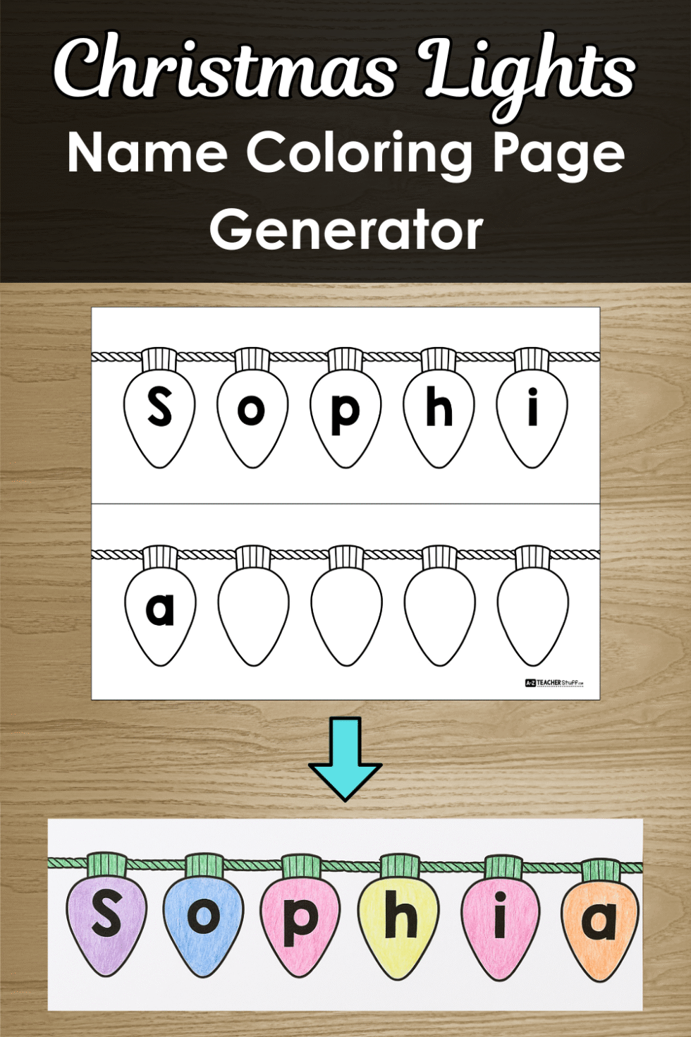 Christmas Lights Printable Name Activity Generator - A to Z Teacher Stuff