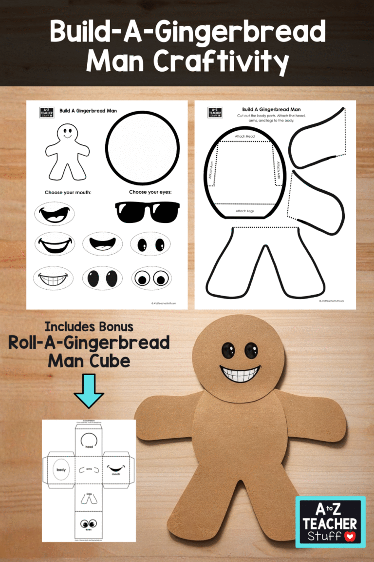 FREE Build A Gingerbread Man Printable Craft - A to Z Teacher Stuff